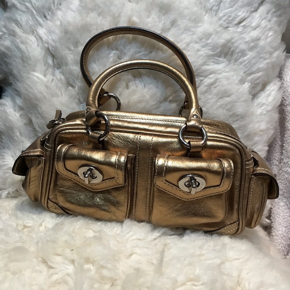 Coach | Bags | Coach Metallic Golden Bronze Mini Satchel | Poshmark
